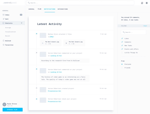 Wireframe color scheme for the Control Panel design system