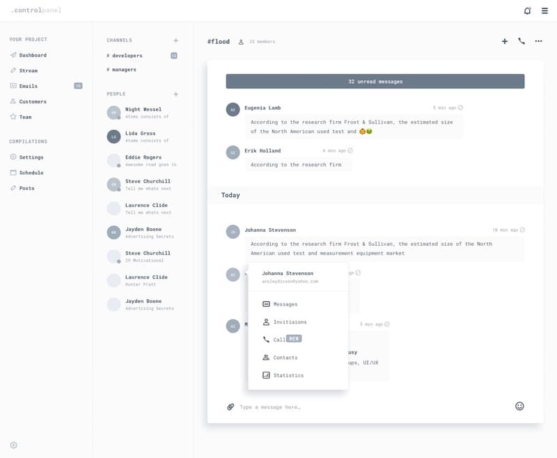 Wireframe color scheme for the Control Panel design system