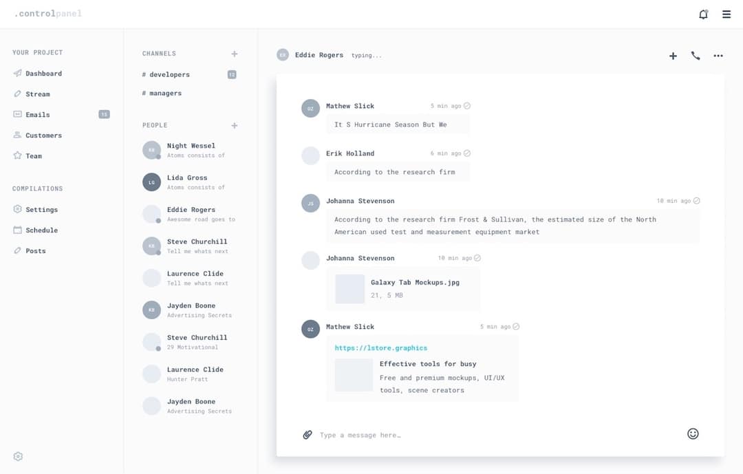 Wireframe color scheme for the Control Panel design system