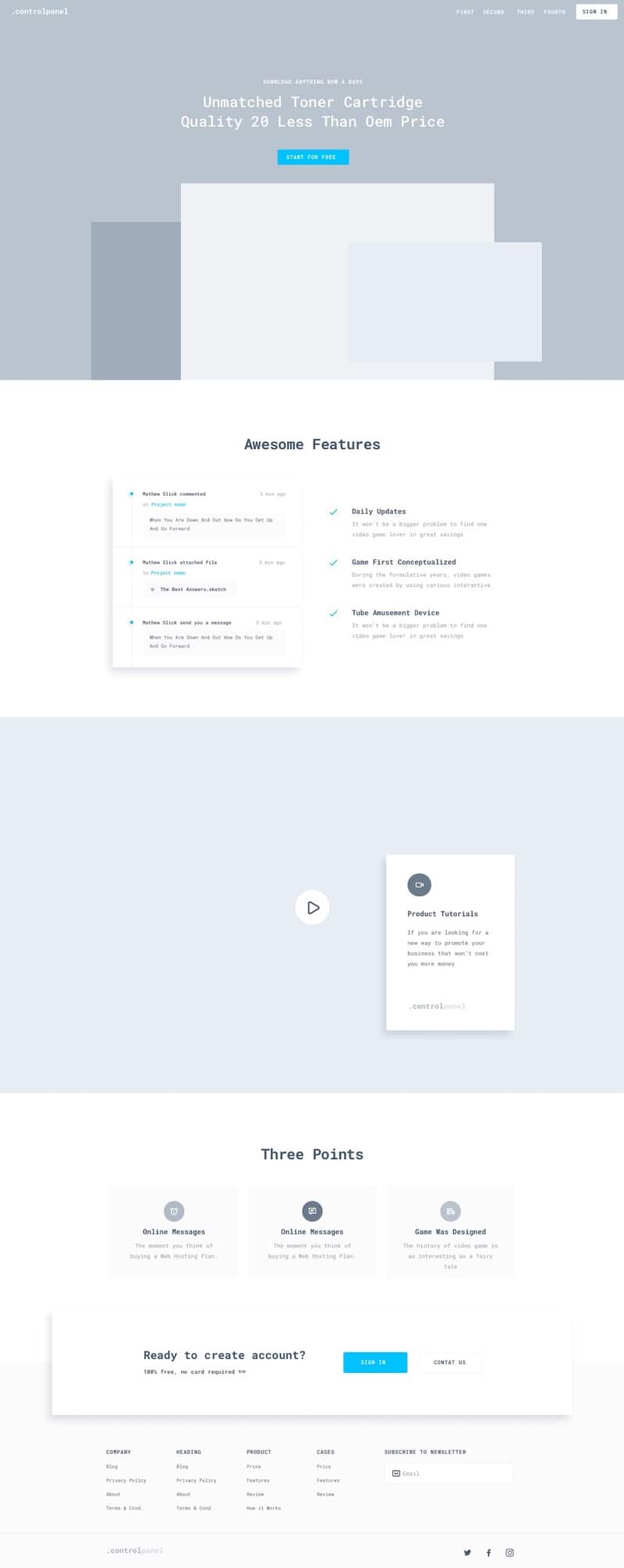 Wireframe color scheme for the Control Panel design system