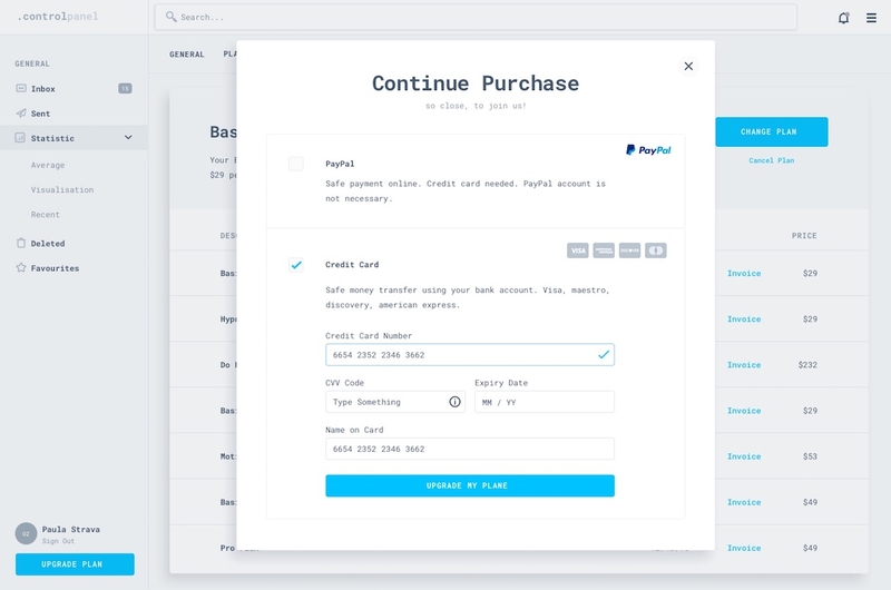 Wireframe color scheme for the Control Panel design system