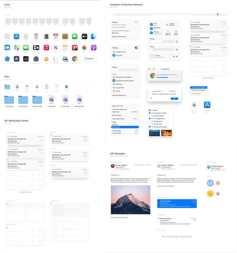 Free MacOS 11 Big Sur UI Kit