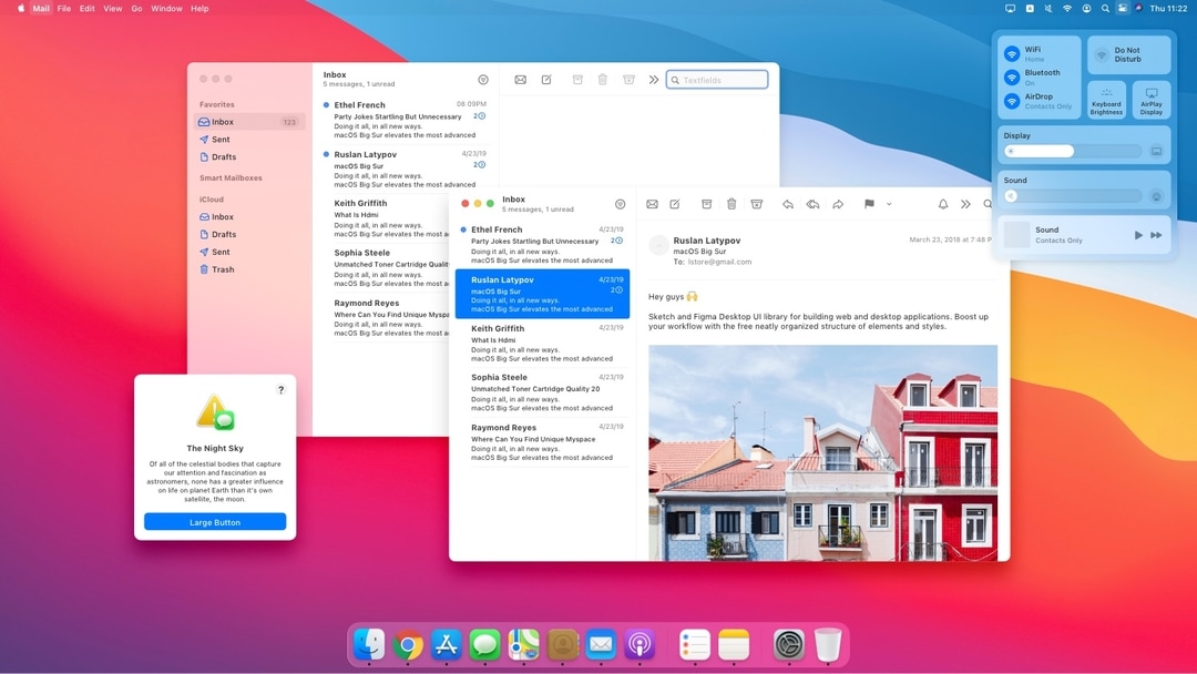 Free MacOS 11 Big Sur UI Kit