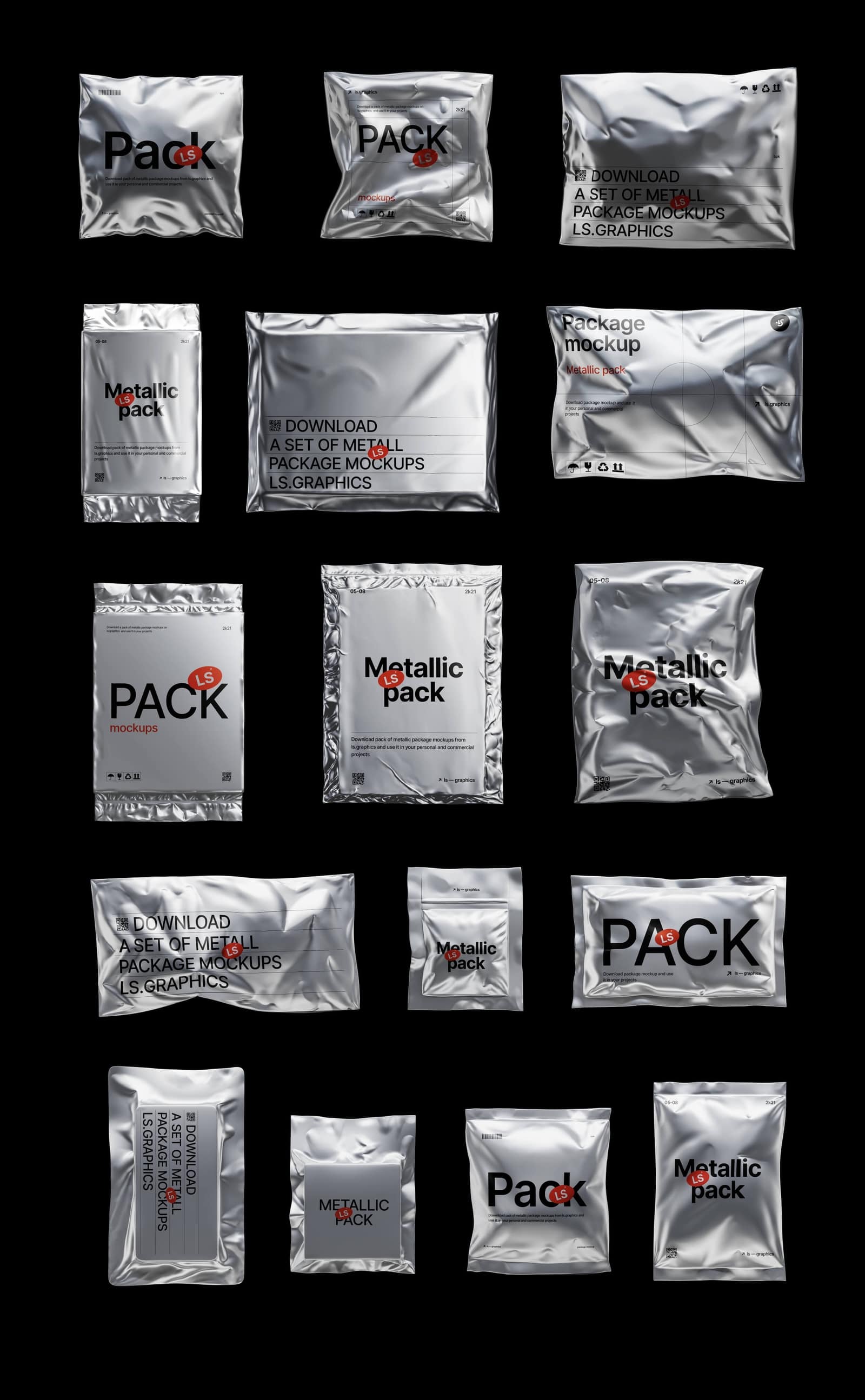 Metallic Packages Mockup Bundle