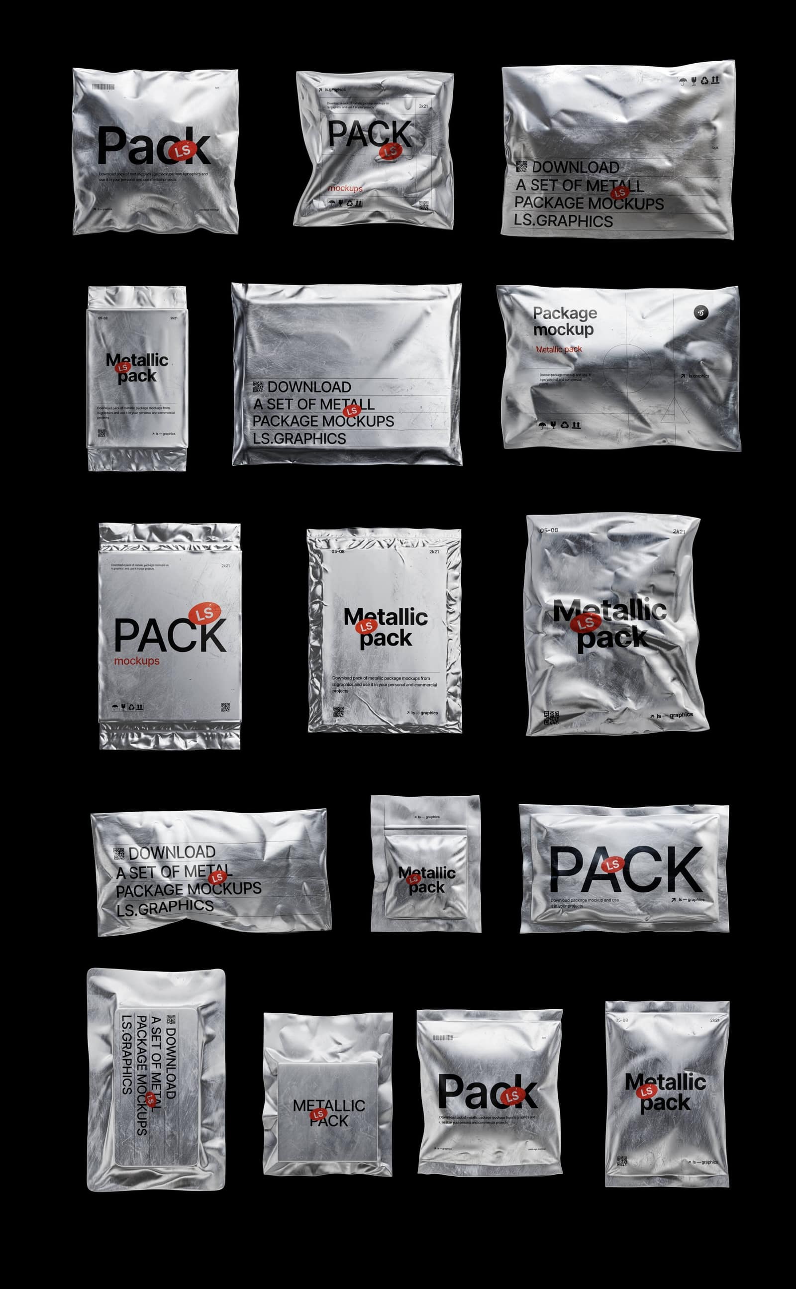 Metallic Packages Mockup Bundle