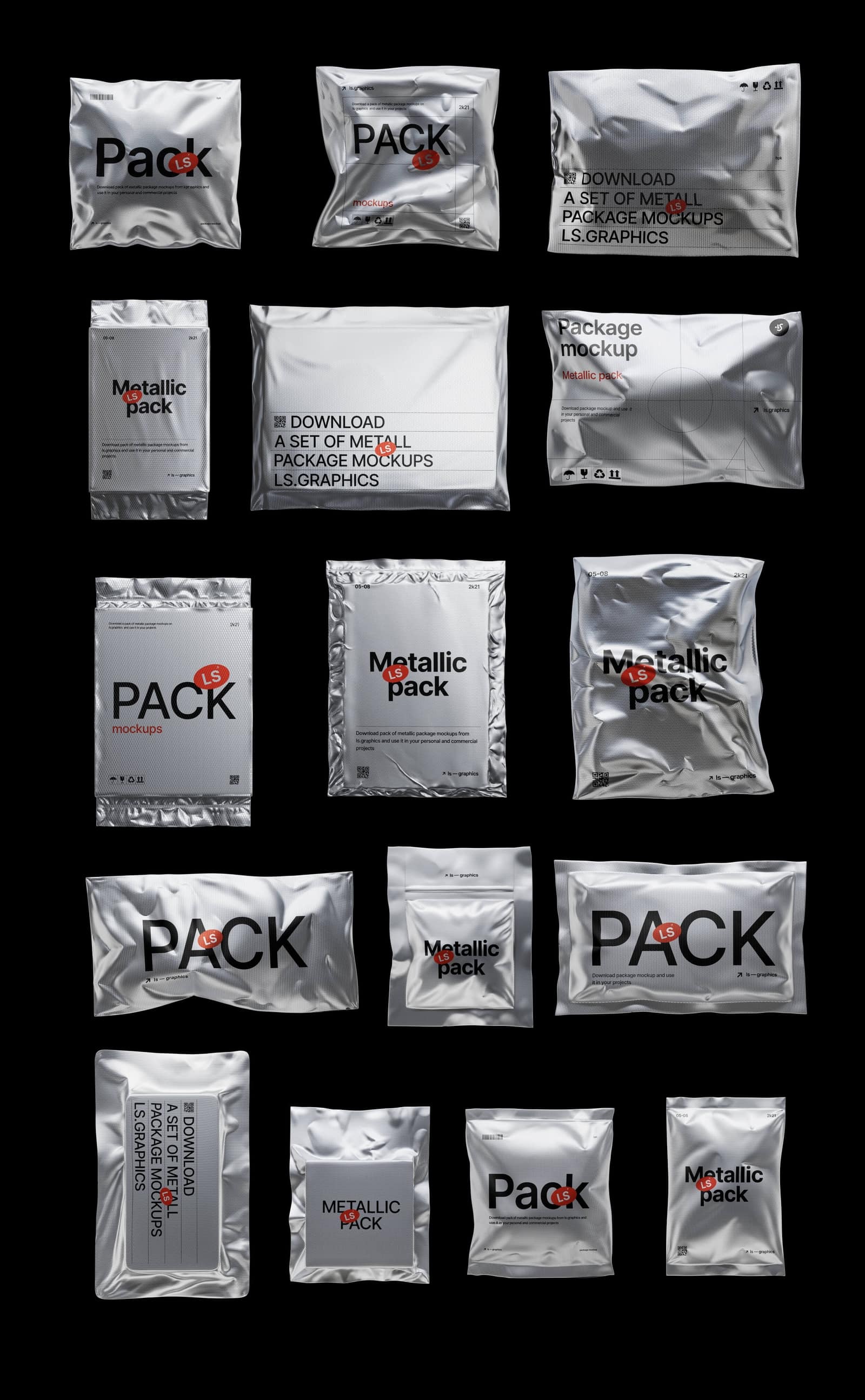Metallic Packages Mockup Bundle
