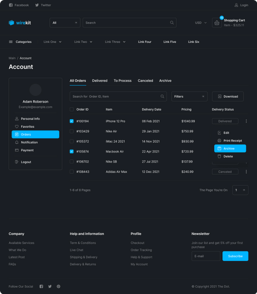 WireKit: E-commerce Wireframe Kit